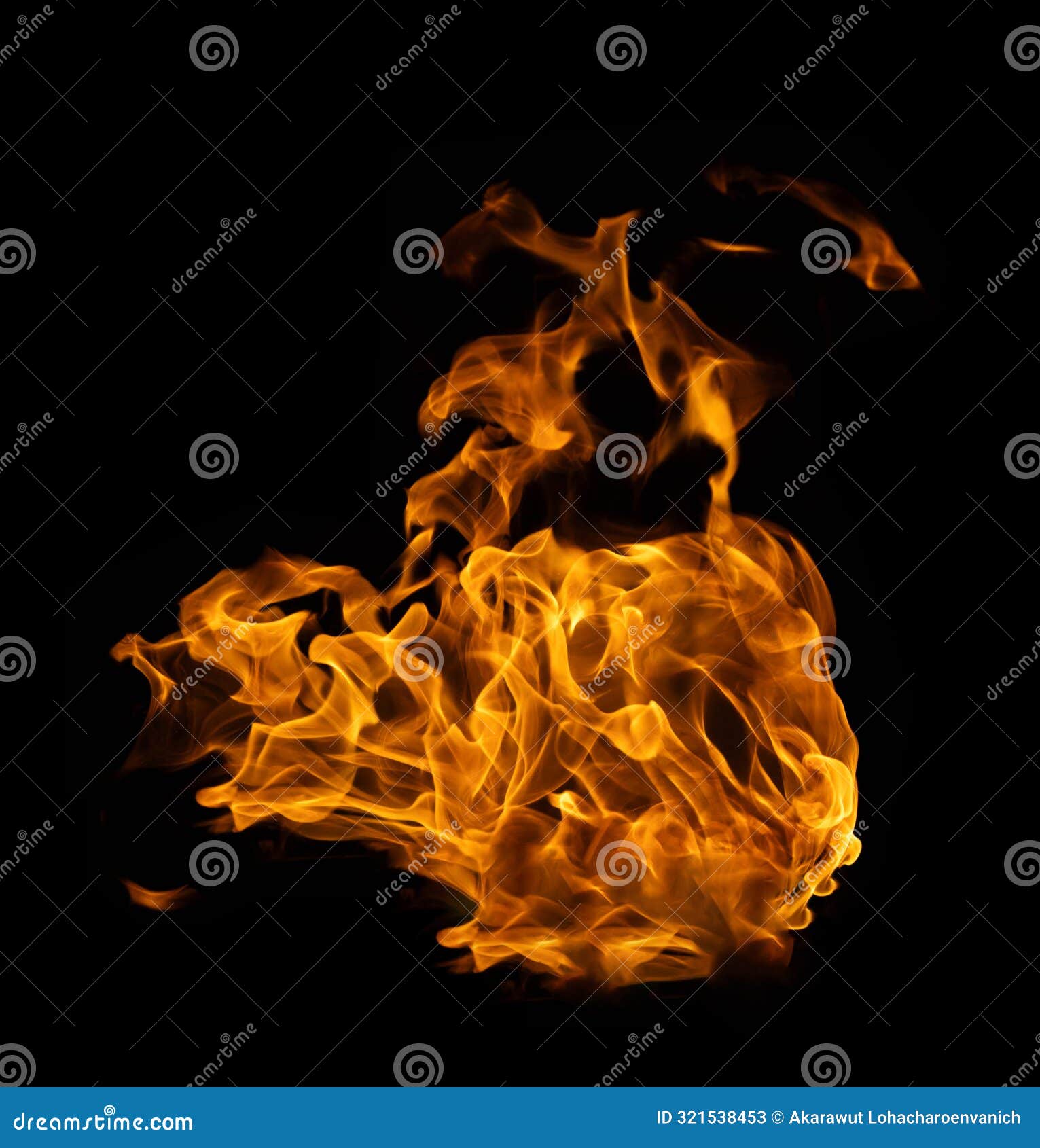 Fire and Burning Flame of Explosive Fireball Isolated on Dark ...