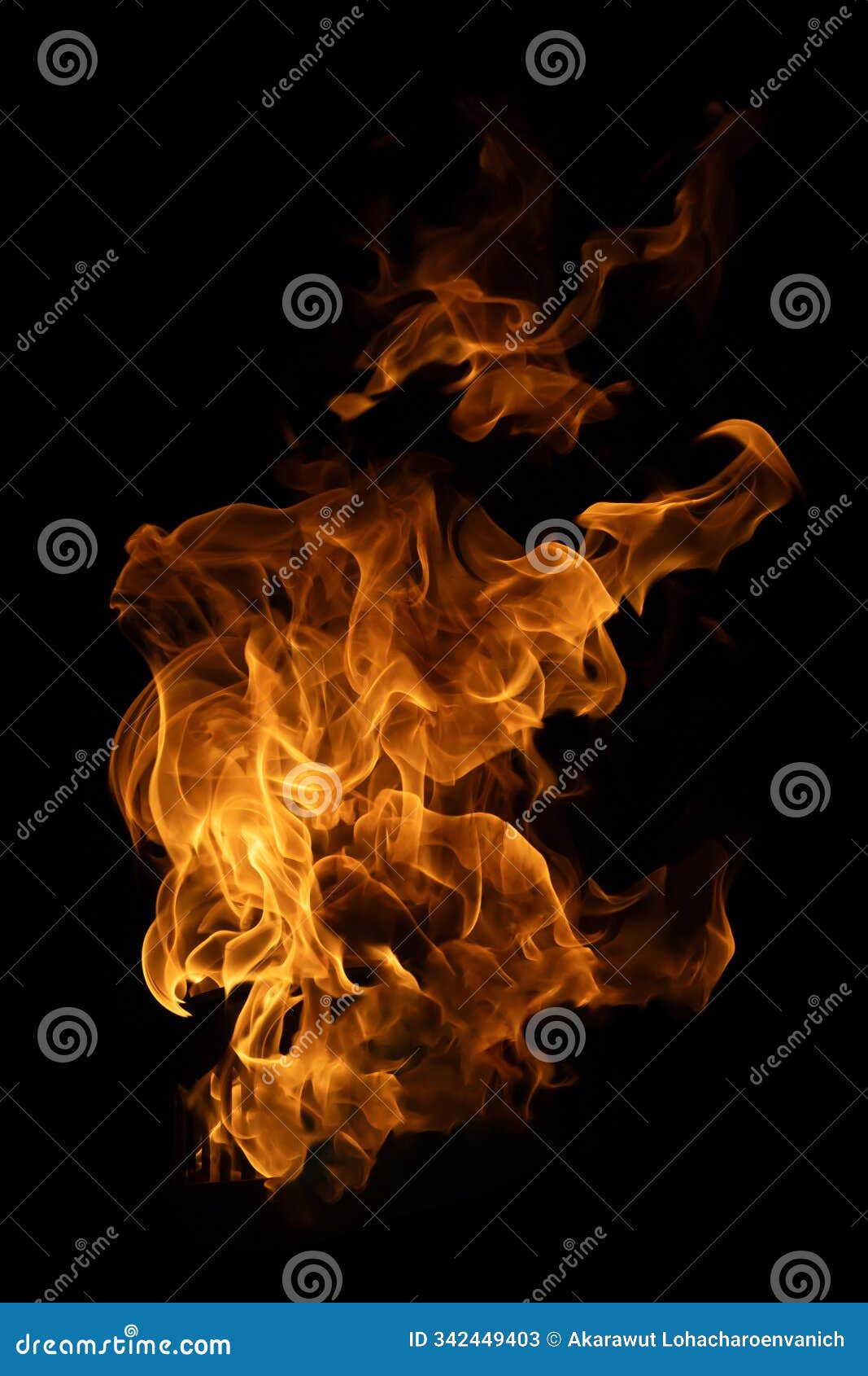 Fire and Burning Flame of Explosive Fireball Isolated on Dark ...
