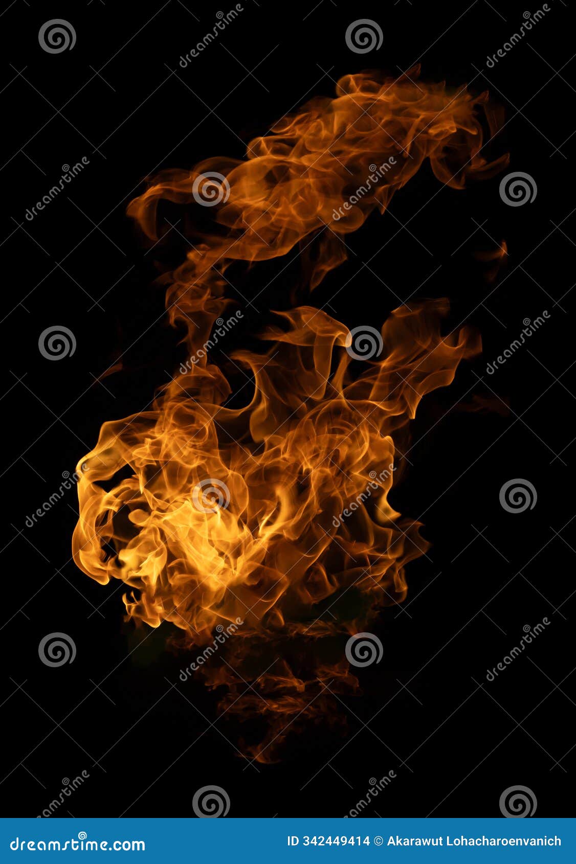 Fire and Burning Flame of Explosive Fireball Isolated on Dark ...