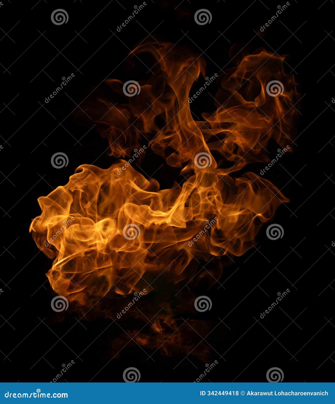 Fire and Burning Flame of Explosive Fireball Isolated on Dark ...
