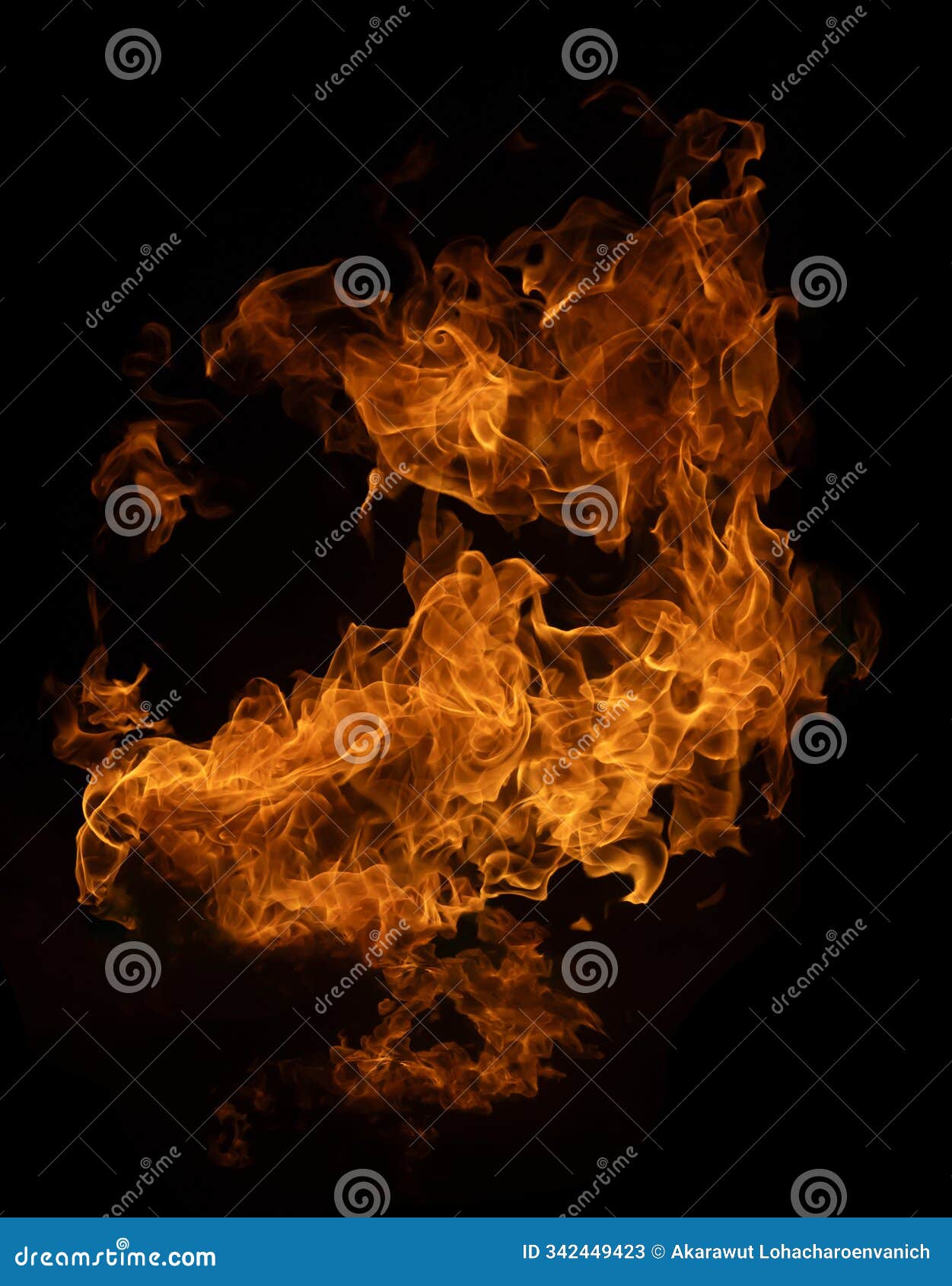 Fire and Burning Flame of Explosive Fireball Isolated on Dark ...