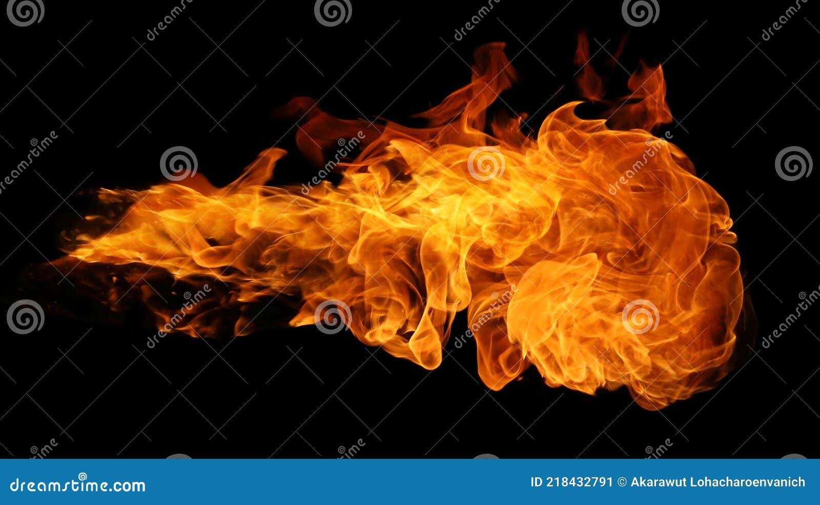 Fire and Burning Flame of Explosive Fireball Isolated on Dark ...