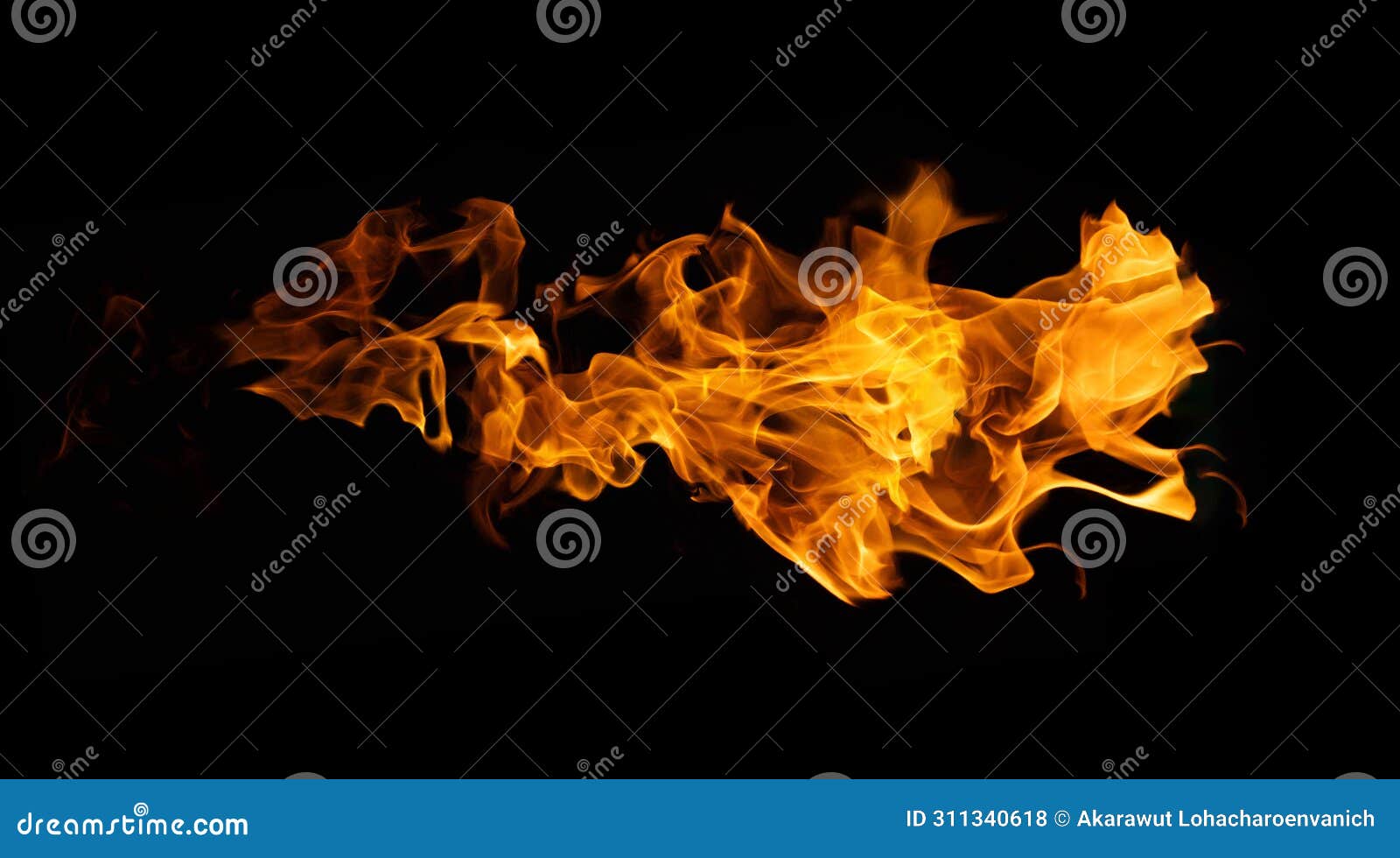 Fire and Burning Flame of Explosive Fireball Isolated on Dark ...