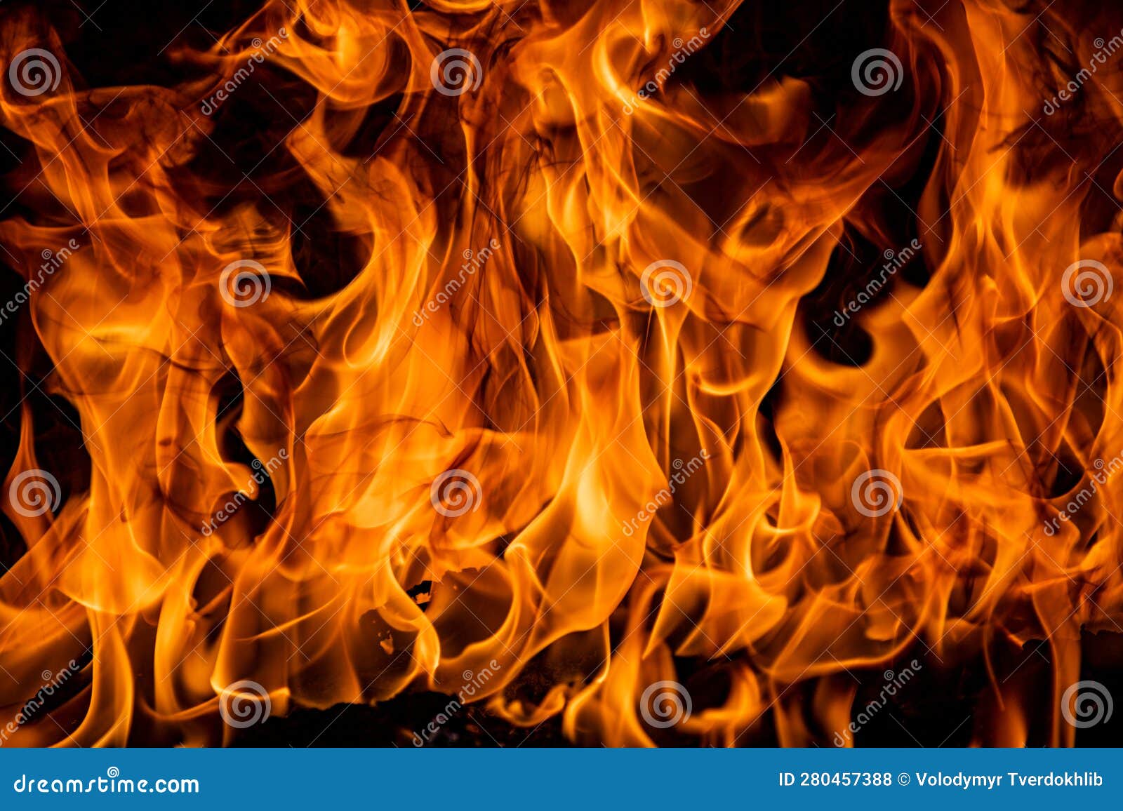 The Fire, Burning Flame. Large Burning Flaming Fire. Stock Photo ...