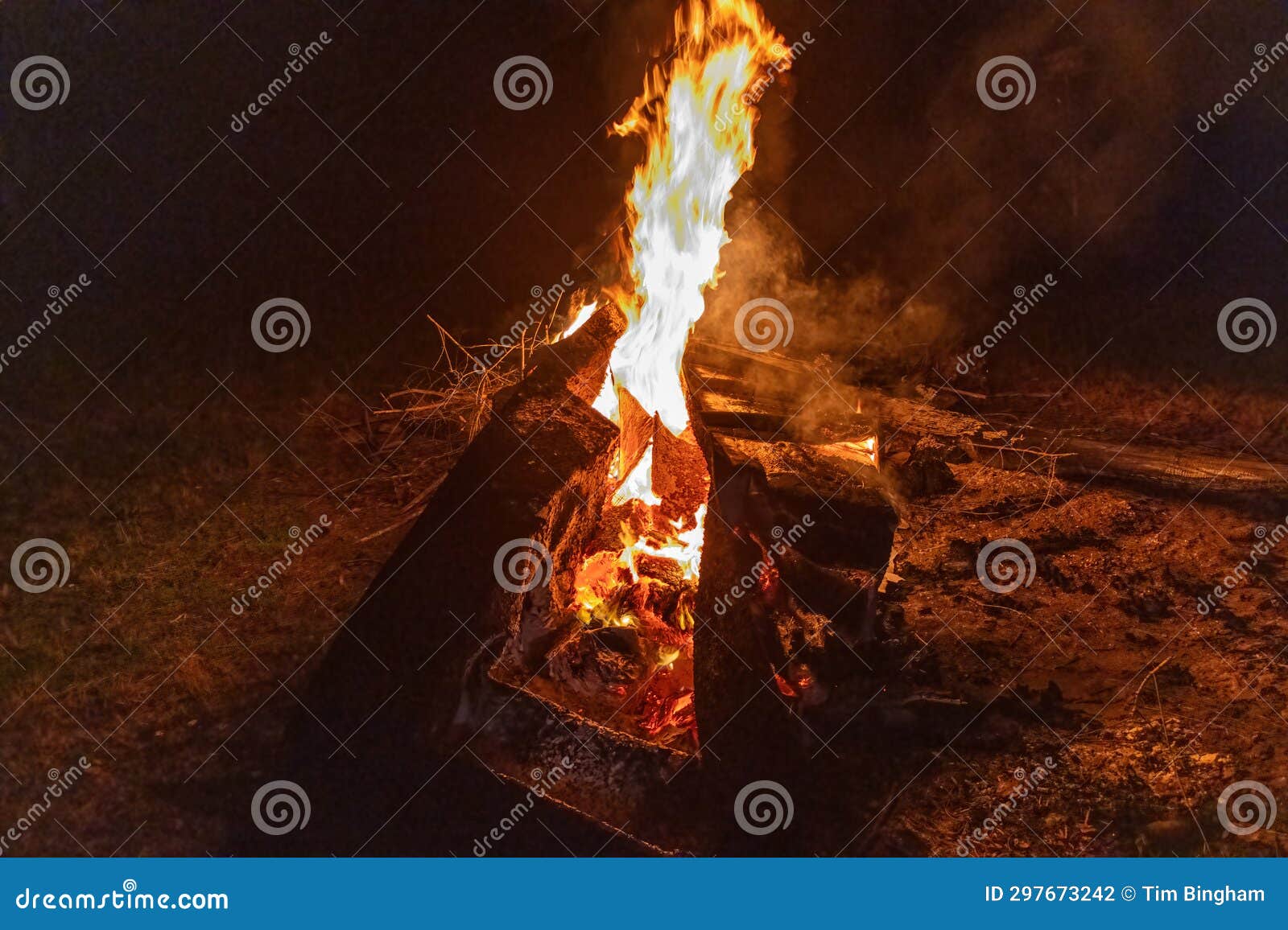 Fire Burning with Flames Rising Vertically Stock Photo - Image of ...