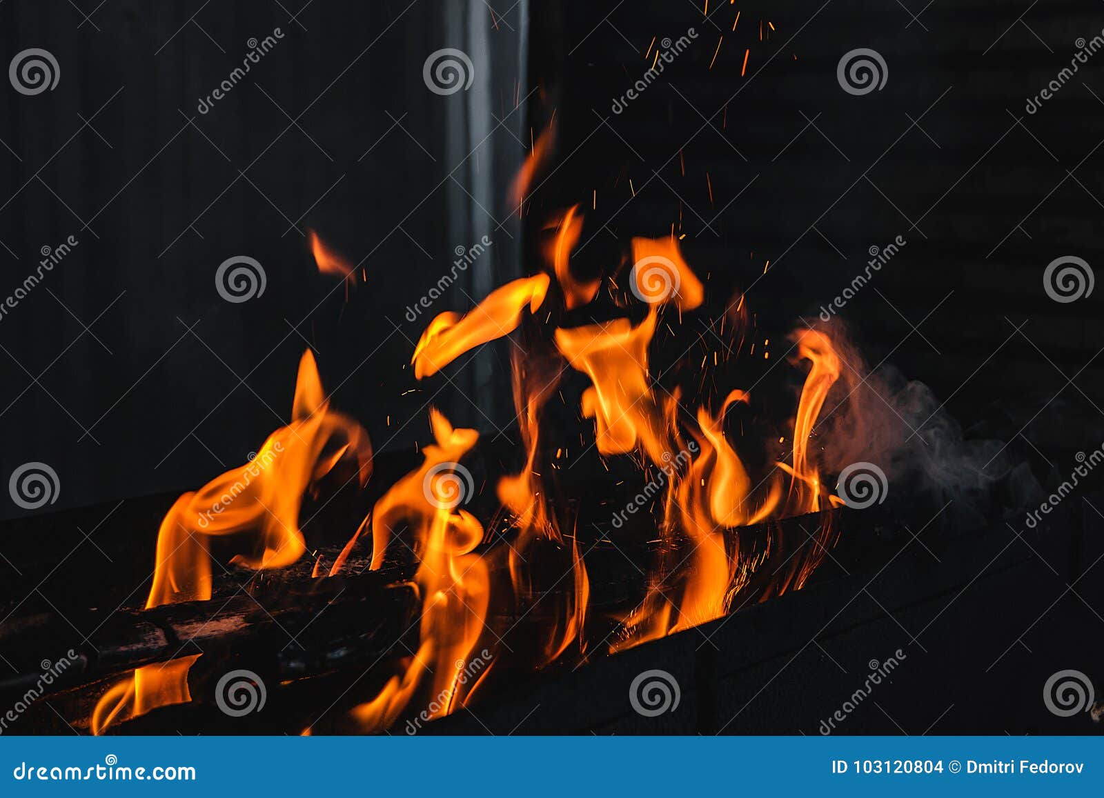 Fire burning on the grill stock photo. Image of cooking - 103120804