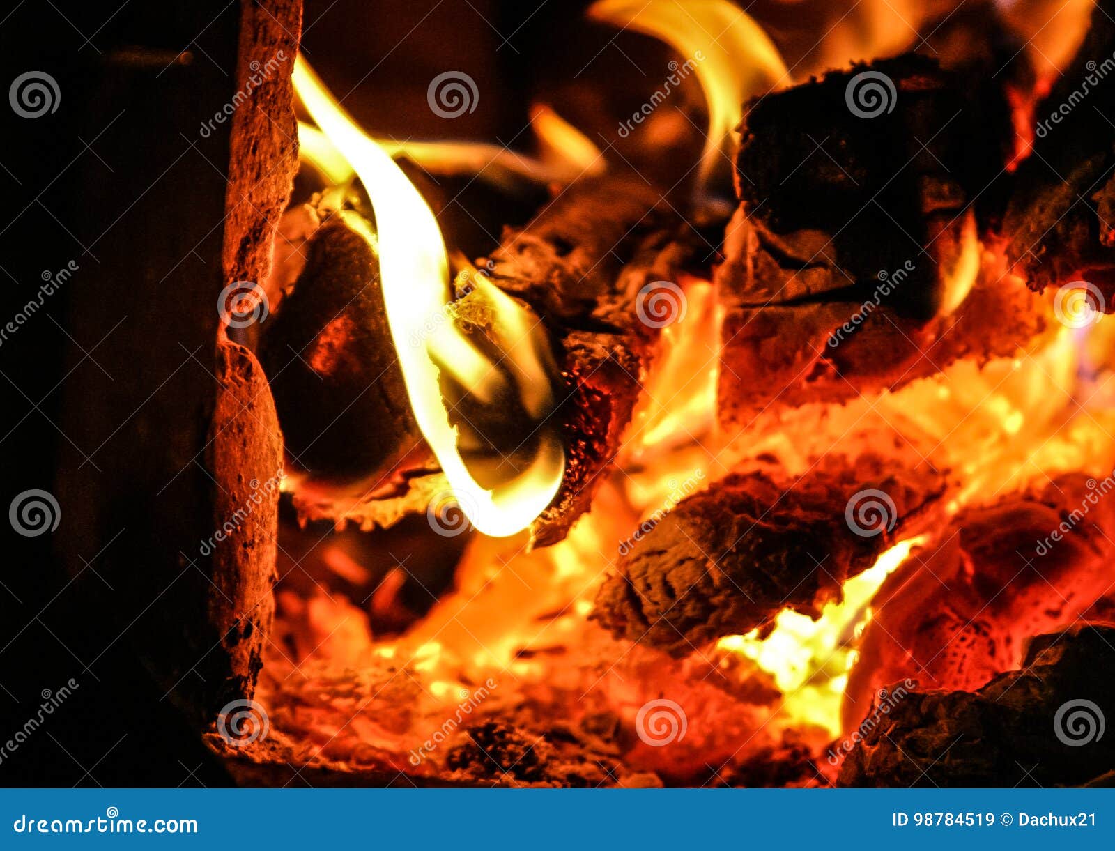 Fire Burning Inside a Brick Stove Stock Image - Image of heat, glow ...
