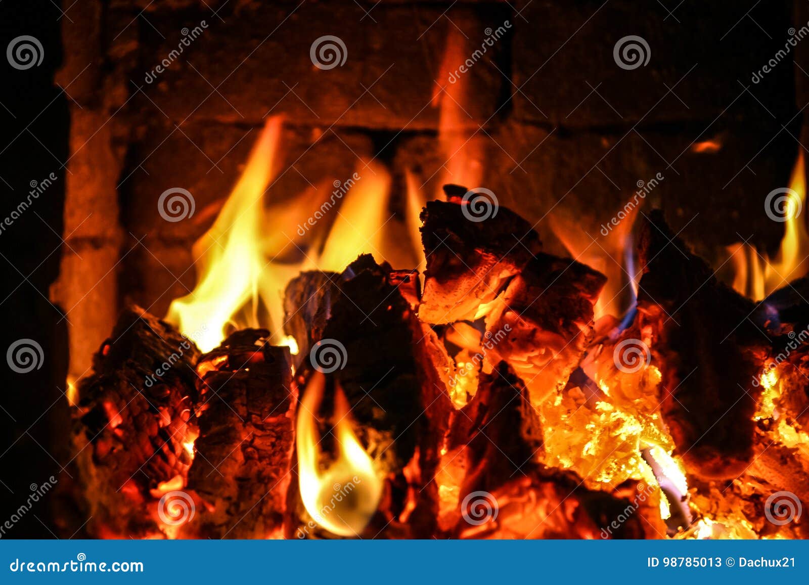 Fire Burning Inside a Brick Stove Stock Image - Image of heating ...