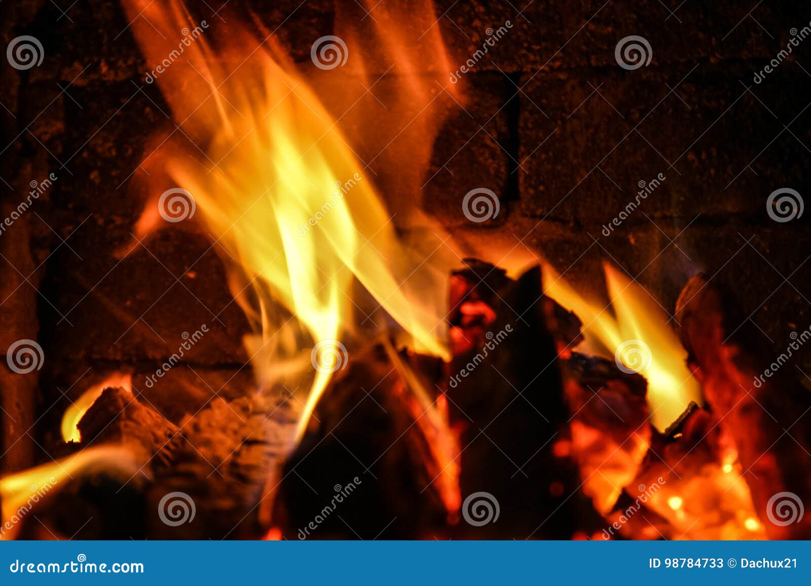Fire Burning Inside a Brick Stove Stock Image - Image of home, abstract ...