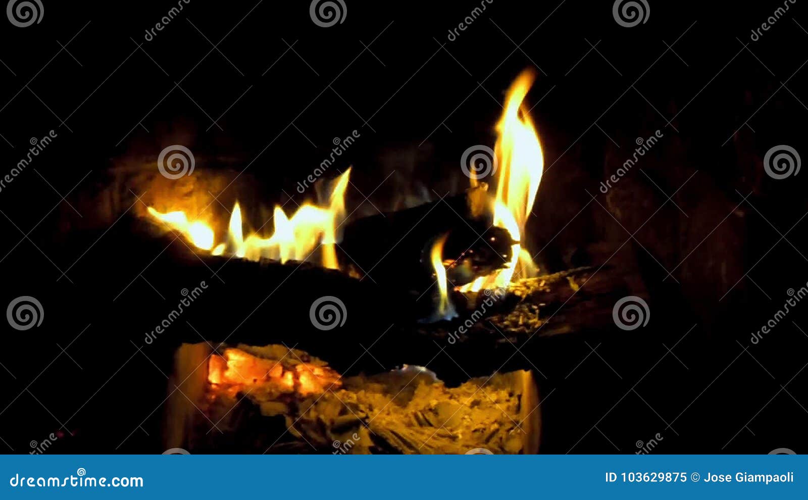 Fire Burning Inside a Fireplace Stock Video - Video of dark, yellow ...