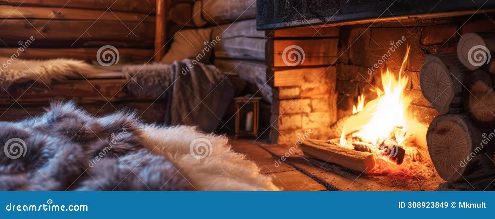 Fire Burning Inside Log Cabin Stock Image - Image of shelter, smoke ...