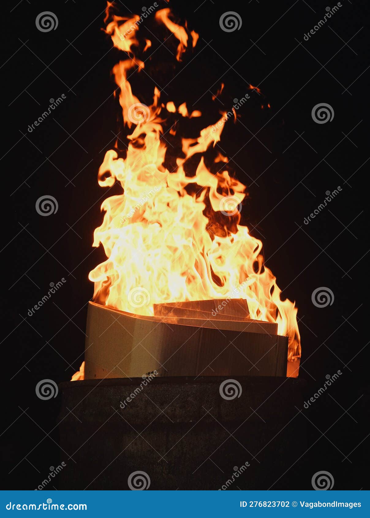 Fire Burning Inside a Metal Barrel Stock Photo - Image of pollution ...