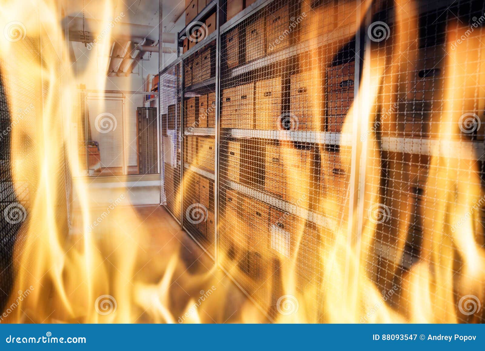 Fire Burning Inside the Storage Apartment Stock Image - Image of ...