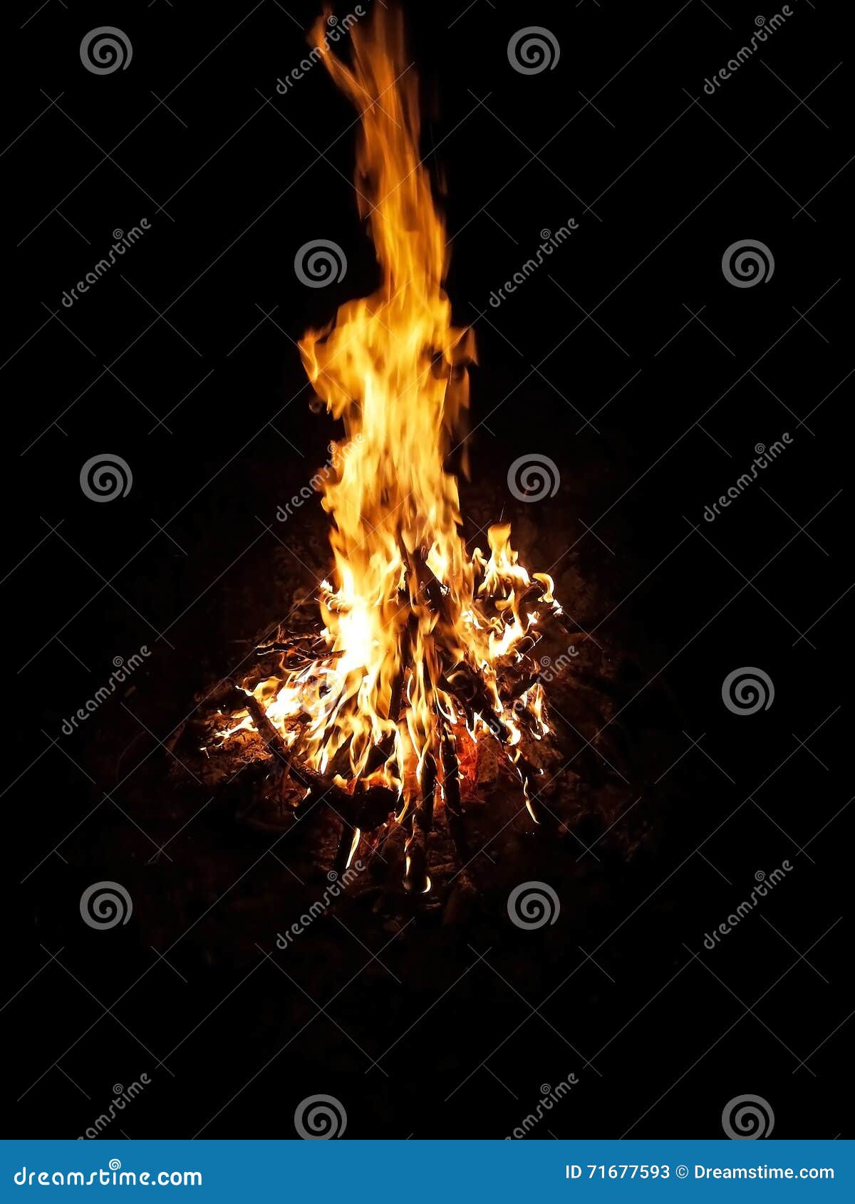 The Fire is Burning in the Middle of the Night. Stock Image - Image of ...