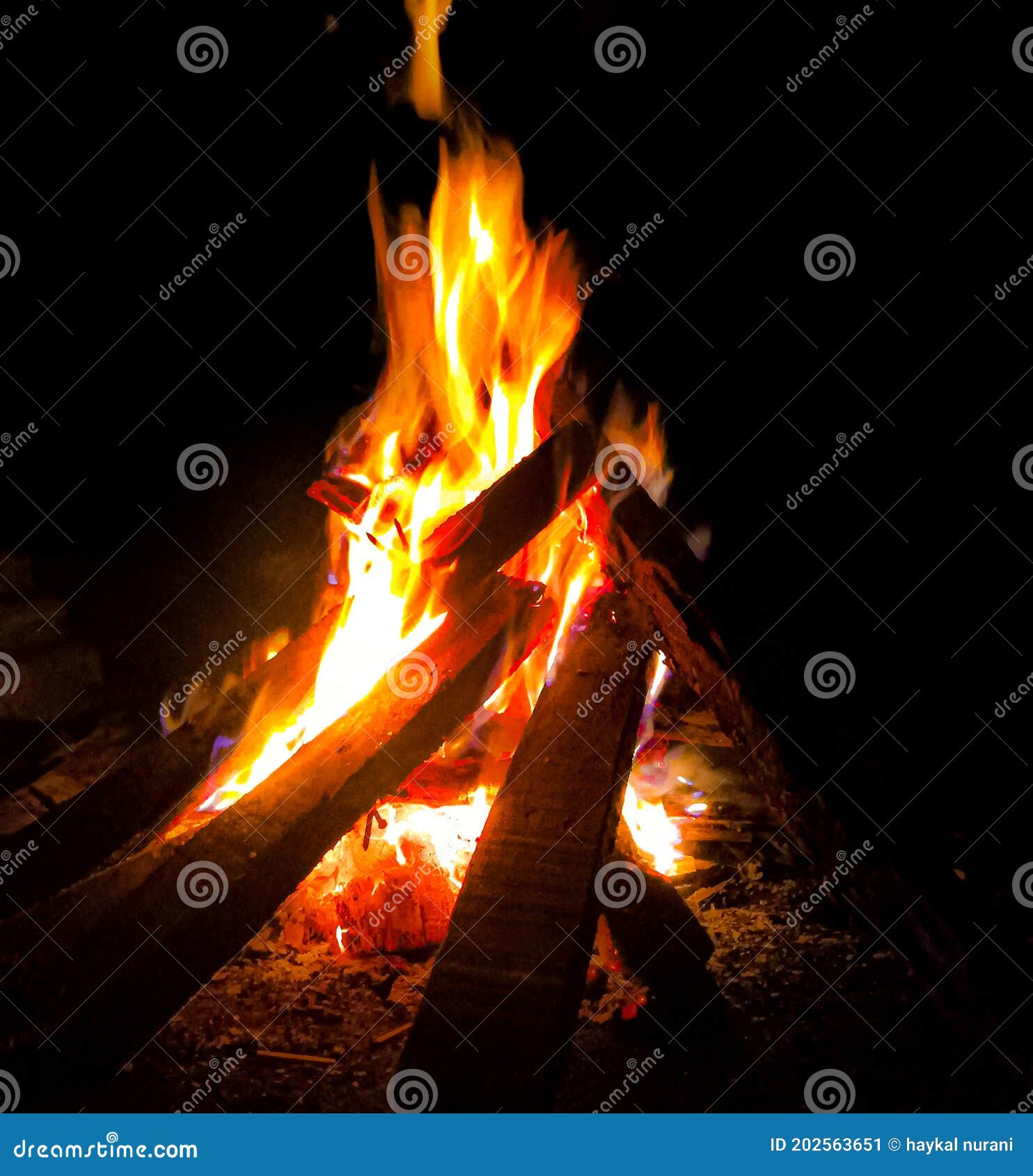 A Fire Burning in the Middle of the Night Stock Image - Image of orange ...