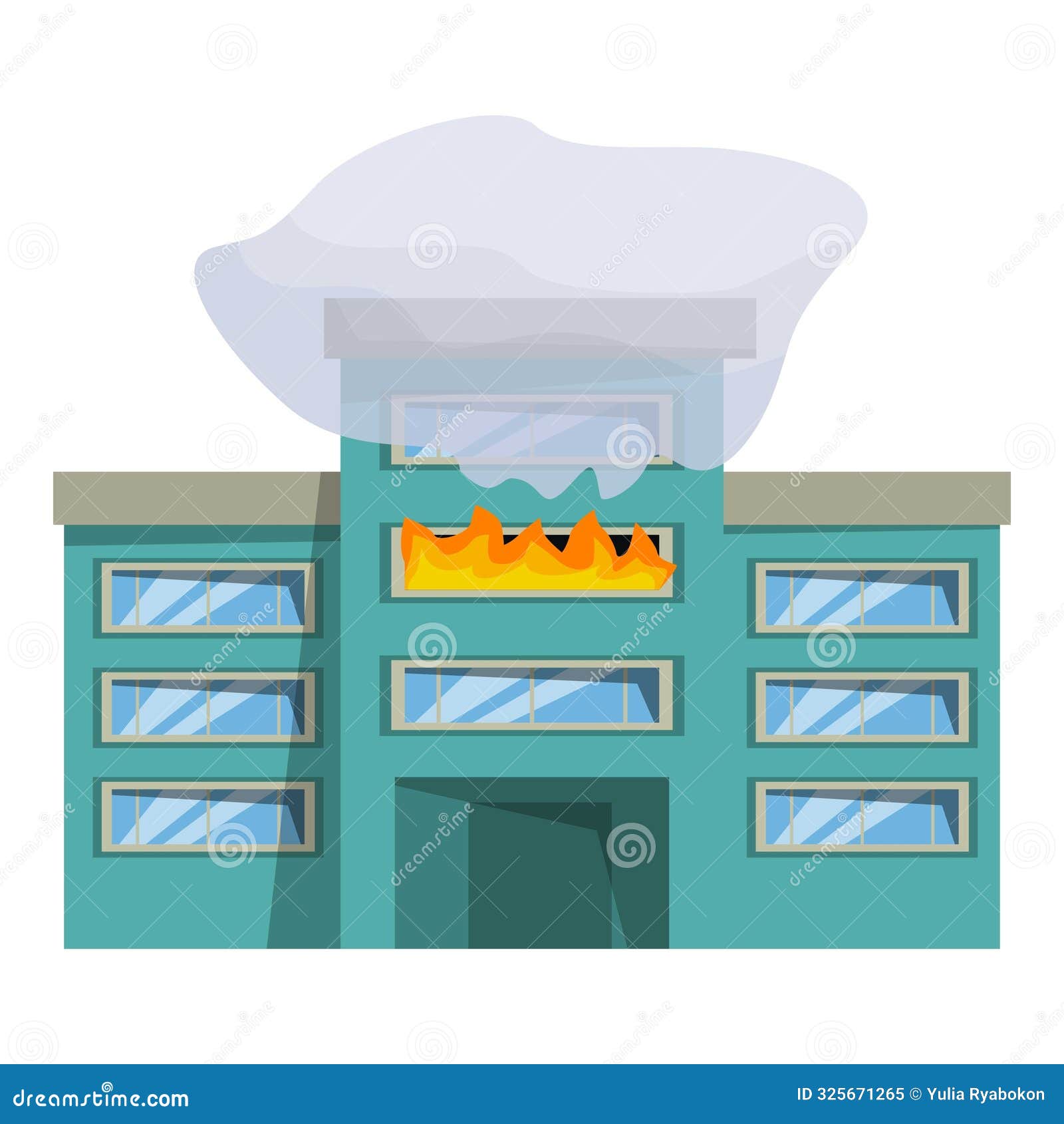 Fire Burning Office Building with Smoke Billowing Out Windows Stock ...