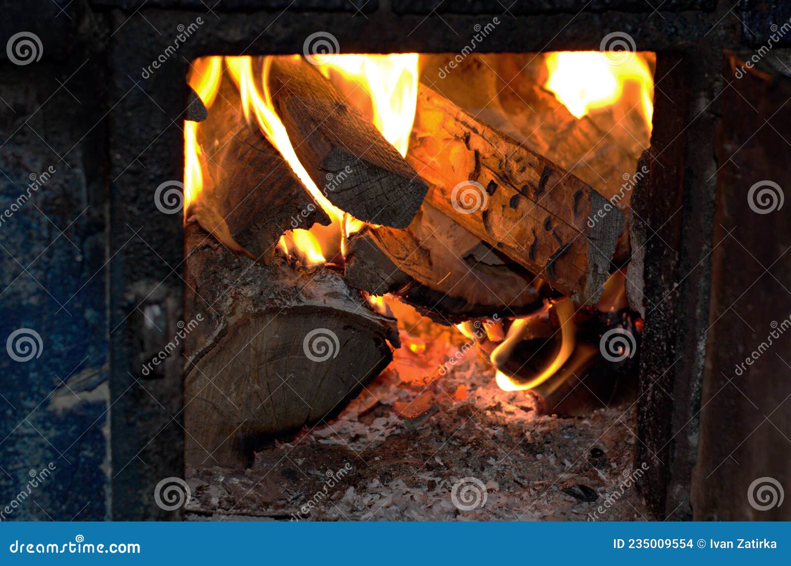 A Fire is Burning in the Furnace Stock Photo - Image of heating, warmth ...