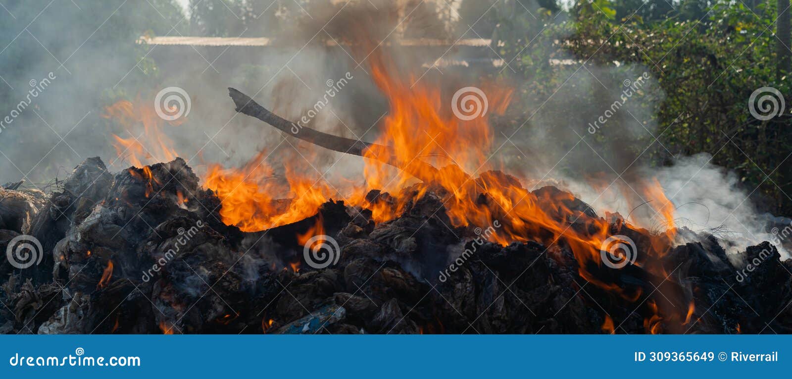 Fire is Burning in a Pile of Garbage, Stock Image - Image of ...