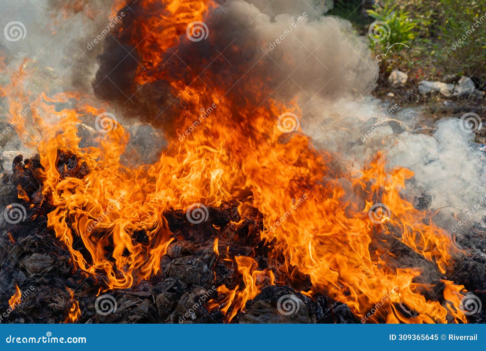 Fire is Burning in a Pile of Garbage, Stock Image - Image of burn ...