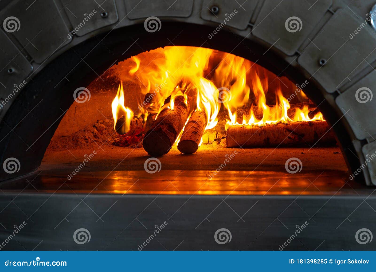 A Fire is Burning in a Pizza Oven Stock Image - Image of food, embers ...