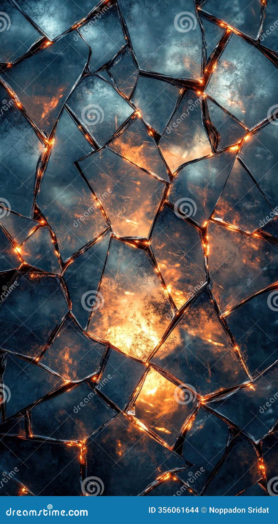 Fire Burning through Sharp Edges of Broken Glass in Dramatic Visual ...