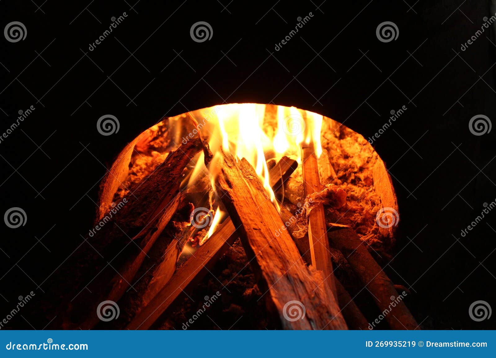 Fire Burning in the Traditional Firebox Stock Image - Image of ...