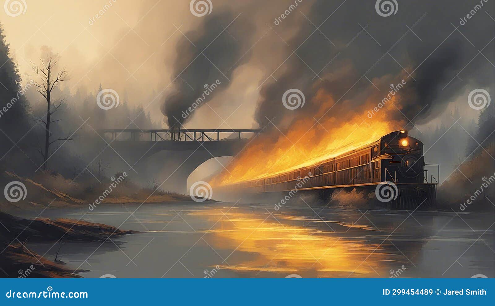 Fire a Burning Train on Fire, Exploding, that Crosses a Exploding ...