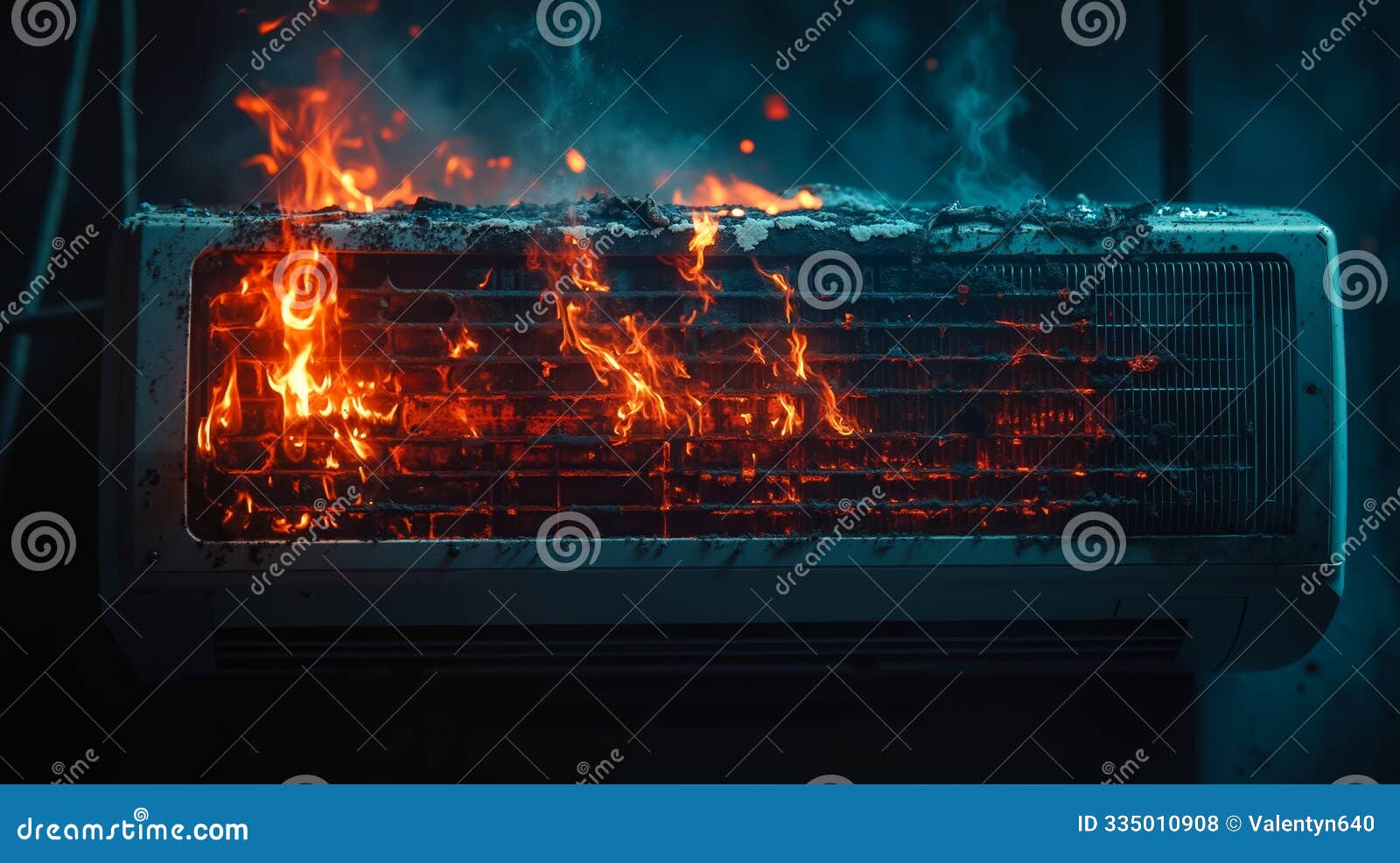 A Heat Pump on Fire in a Dark Room Stock Photo - Image of oven ...