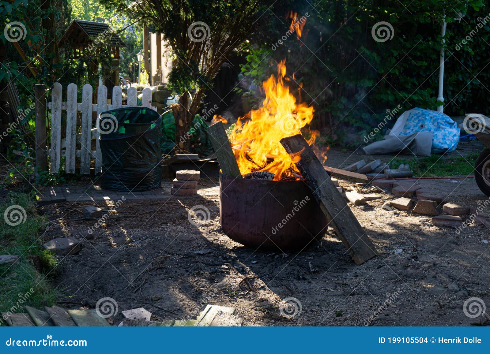 Fire, burning wood stock photo. Image of wood, barrel - 199105504