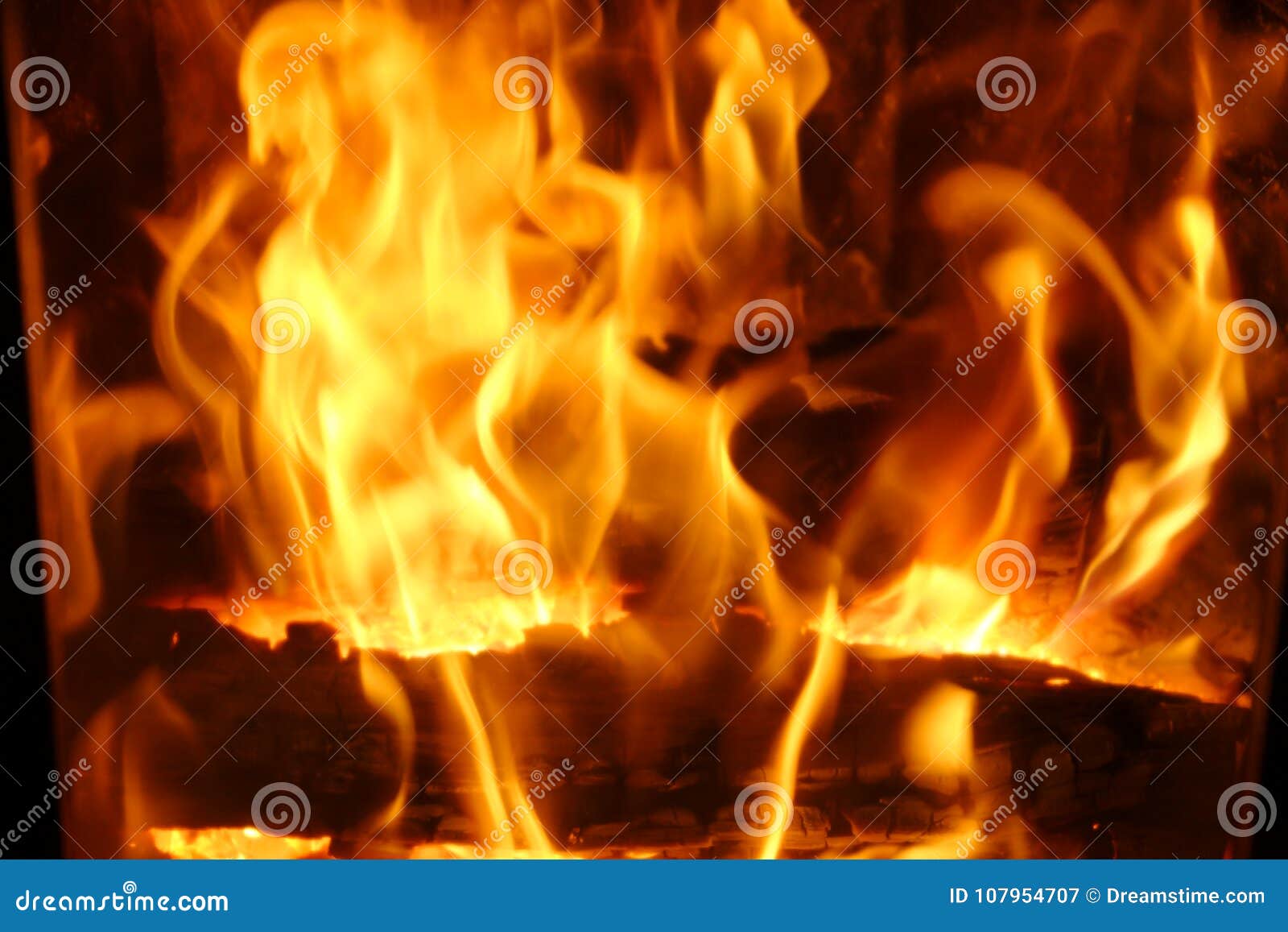 Fire. Burning Wood in the Fireplace. Bright Fire. Stock Image - Image ...