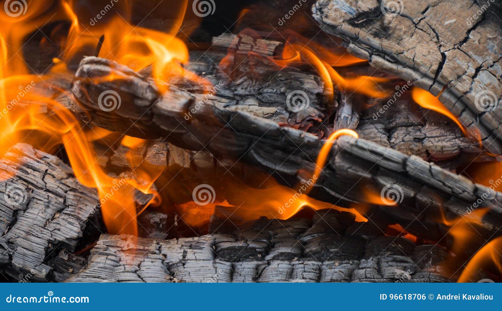 Fire: Burning Wood and Smoldering Embers Stock Photo - Image of black ...