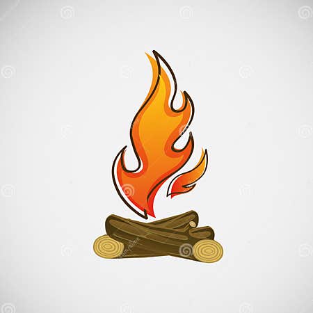 Fire, Burning on the Wood. Vector Design Stock Vector - Illustration of ...