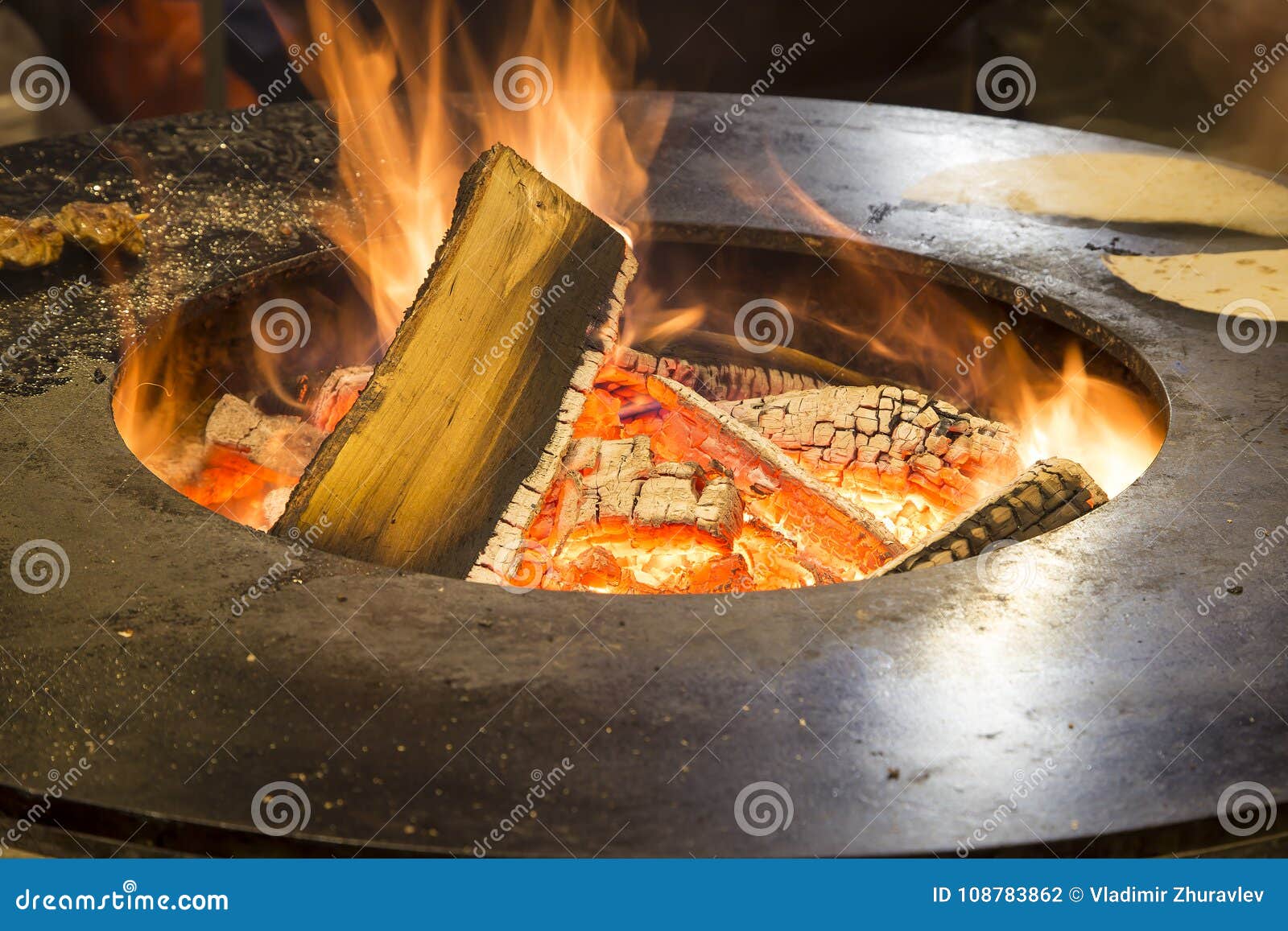 Fire Burns in a Big Brazier, Late Evening Stock Photo - Image of ...