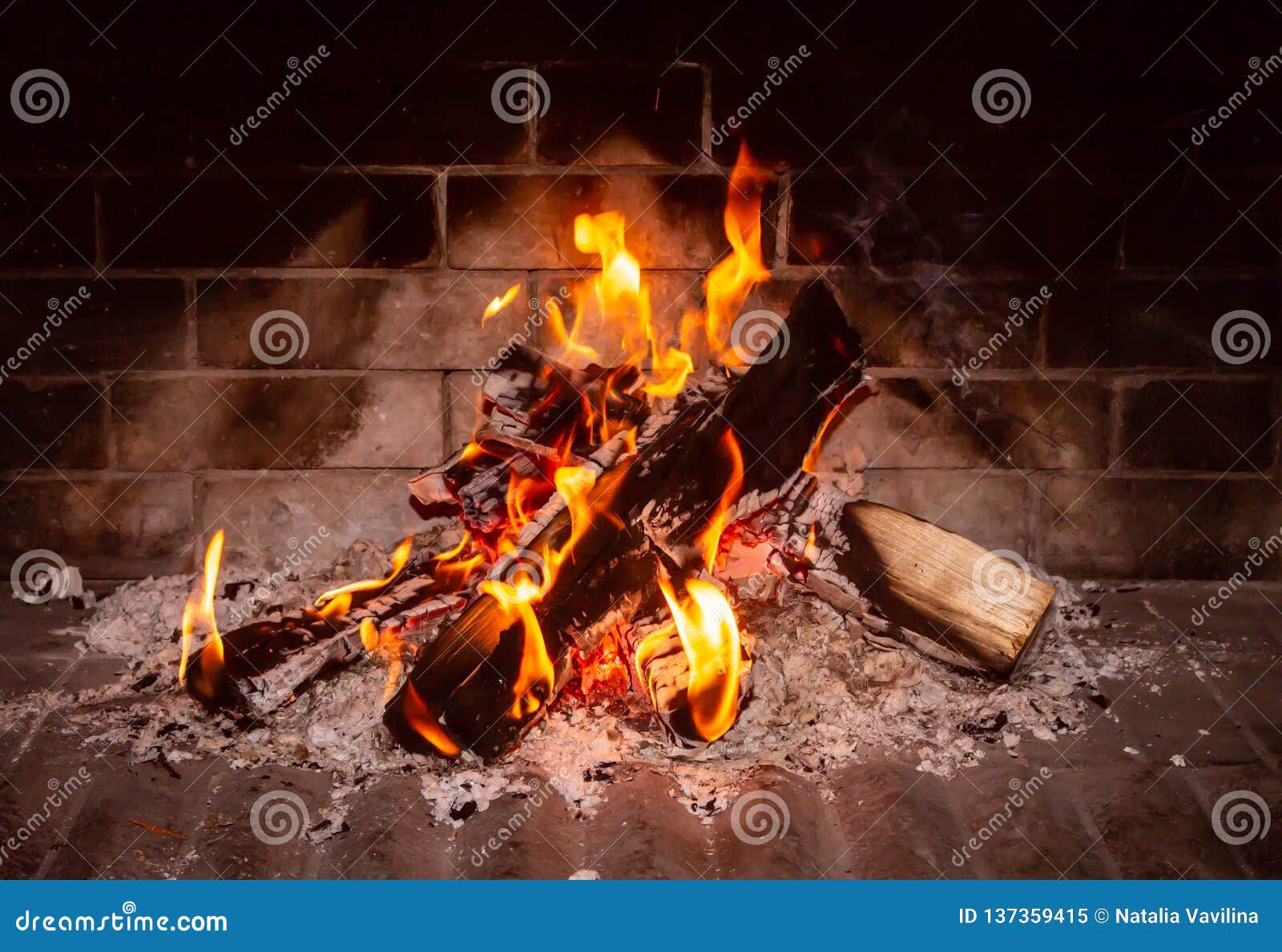 The Fire Burns in the Fireplace Close Stock Image - Image of bonfire ...