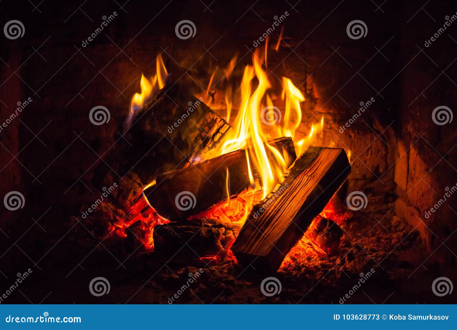 A Fire Burns in a Fireplace, Fire To Keep Warm Stock Image - Image of ...