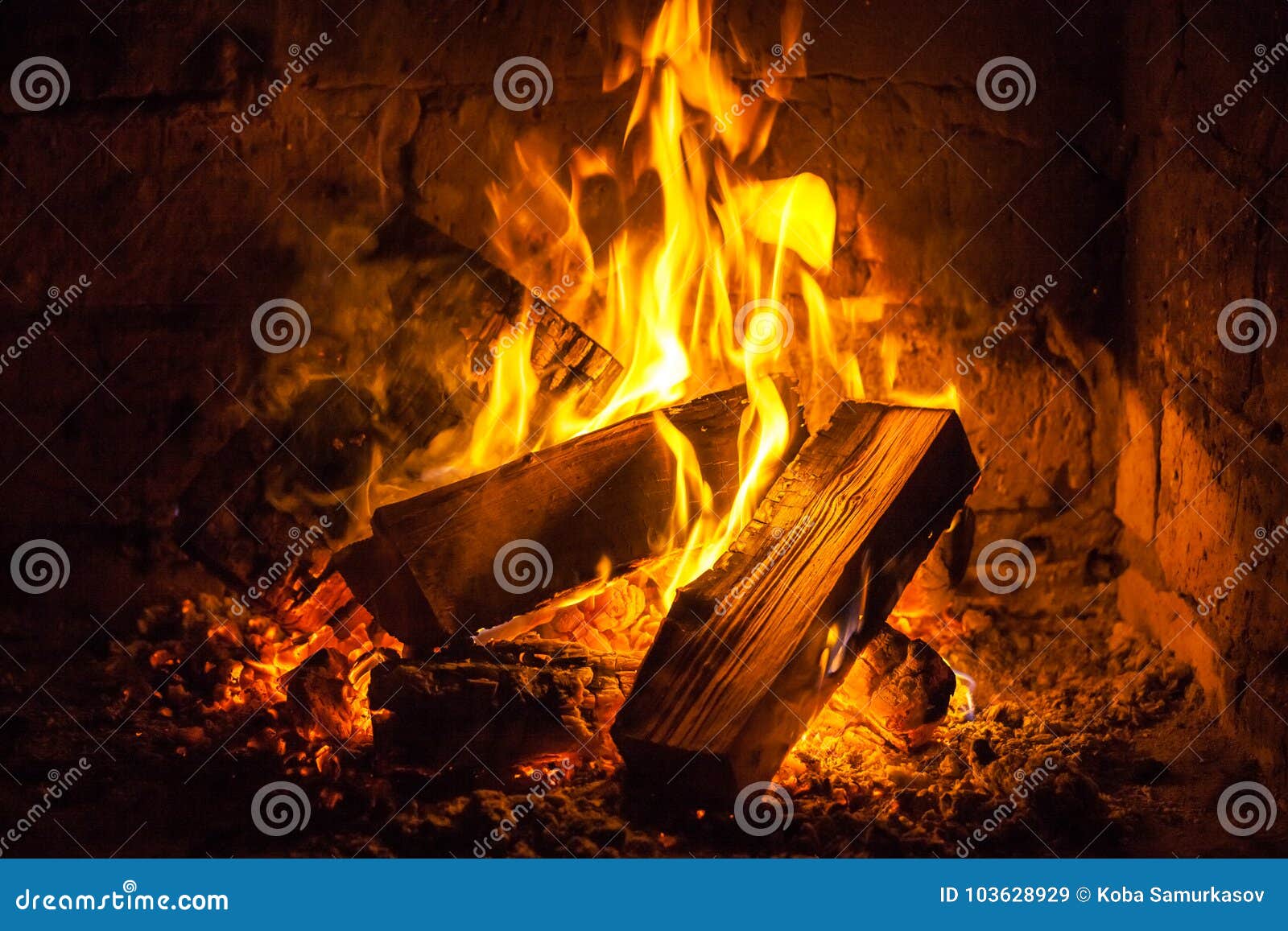 A Fire Burns in a Fireplace, Fire To Keep Warm Stock Image - Image of ...