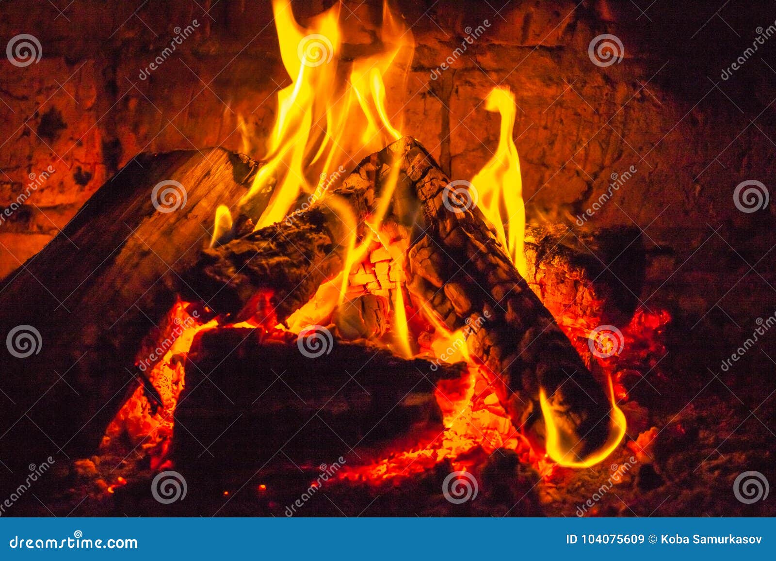 A Fire Burns in a Fireplace, Fire To Keep Warm Stock Image - Image of ...