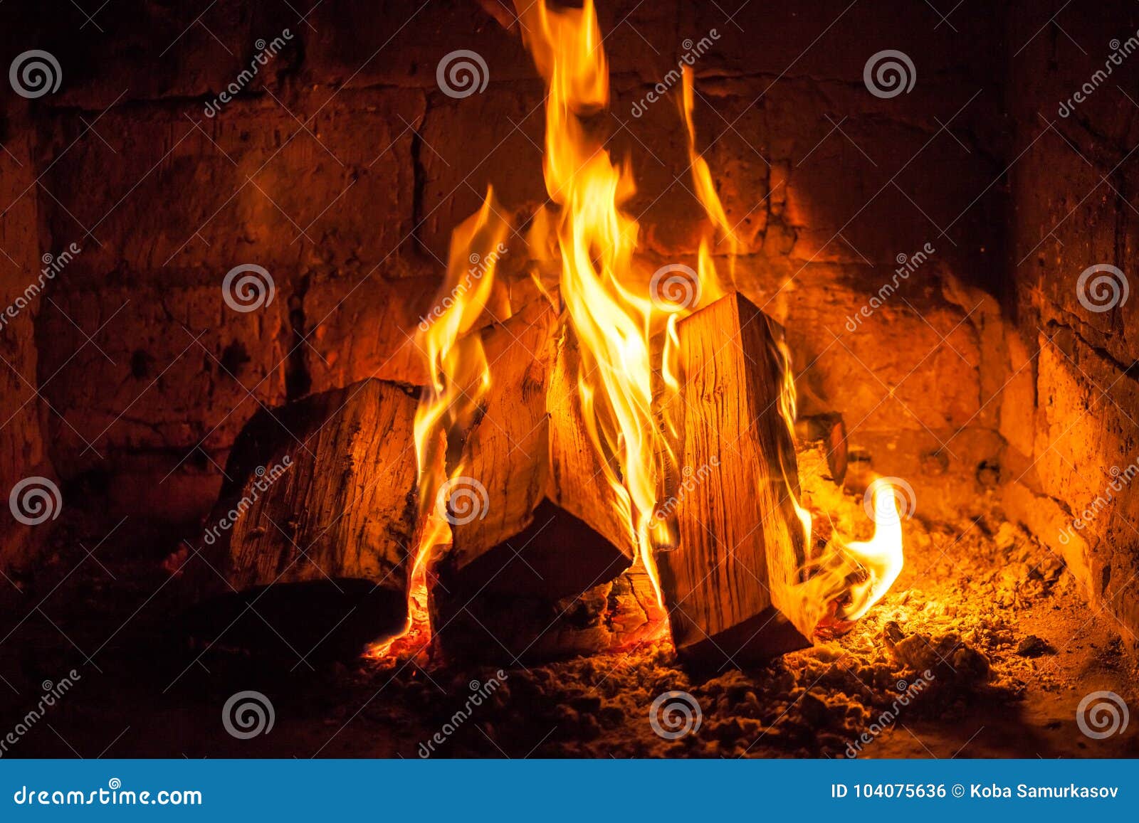 A Fire Burns in a Fireplace, Fire To Keep Warm Stock Photo - Image of ...