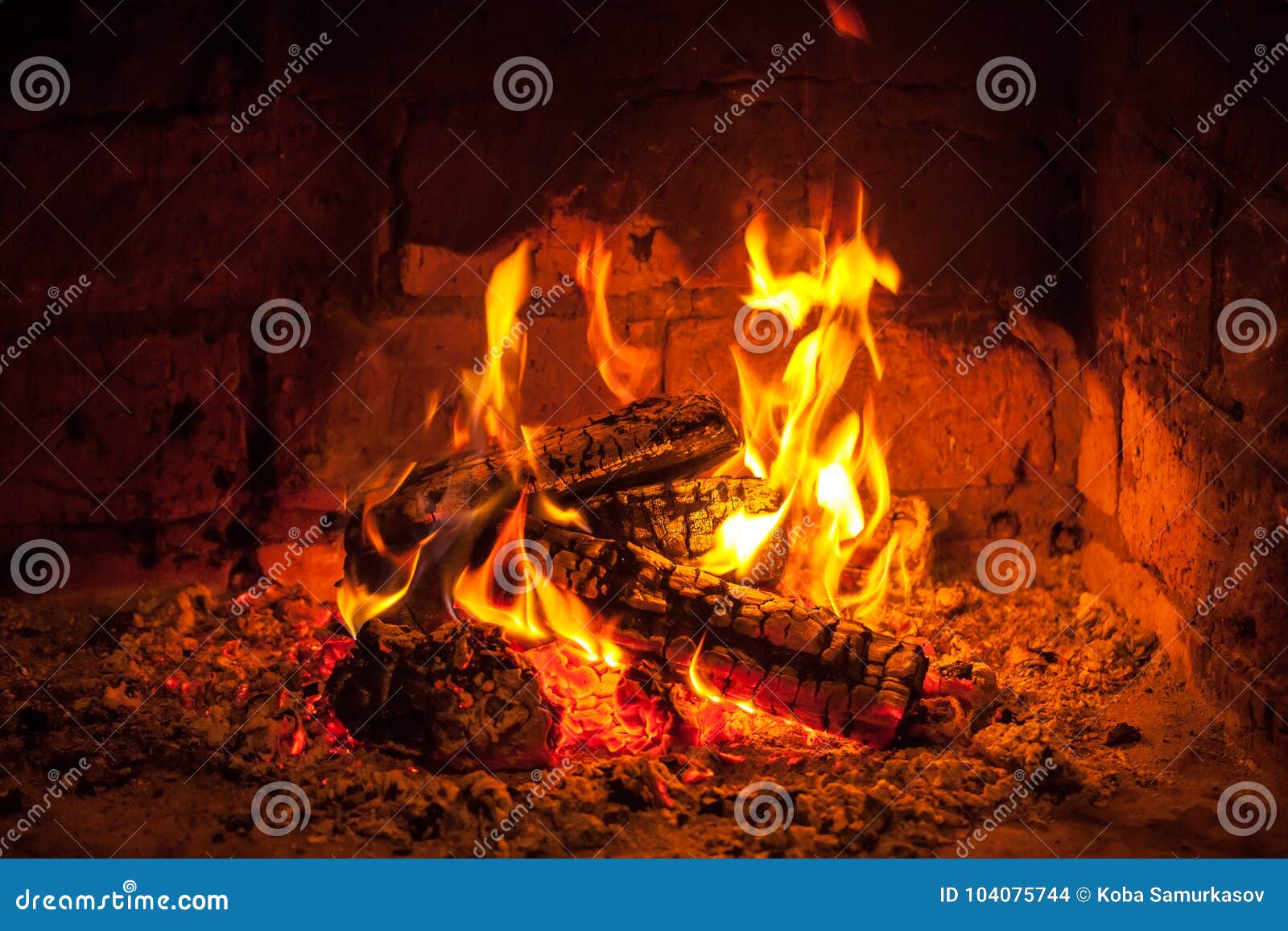 A Fire Burns in a Fireplace, Fire To Keep Warm Stock Photo - Image of ...