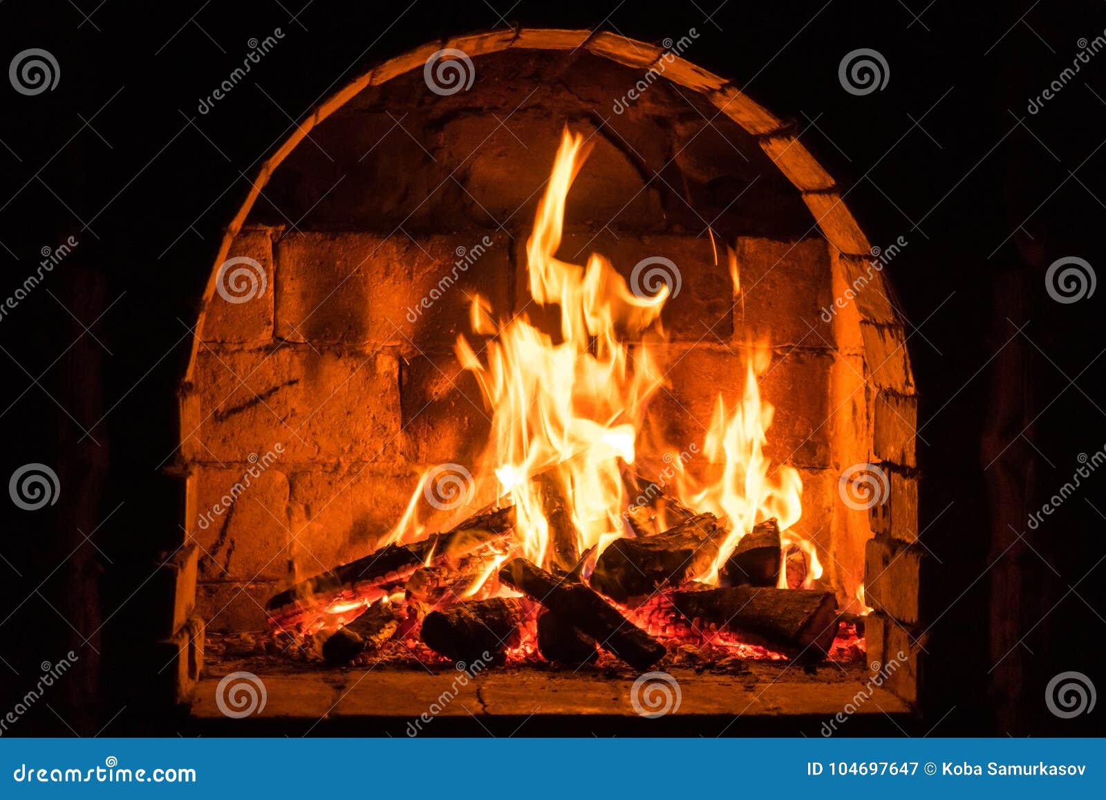 A Fire Burns in a Fireplace, Fire To Keep Warm Stock Image - Image of ...