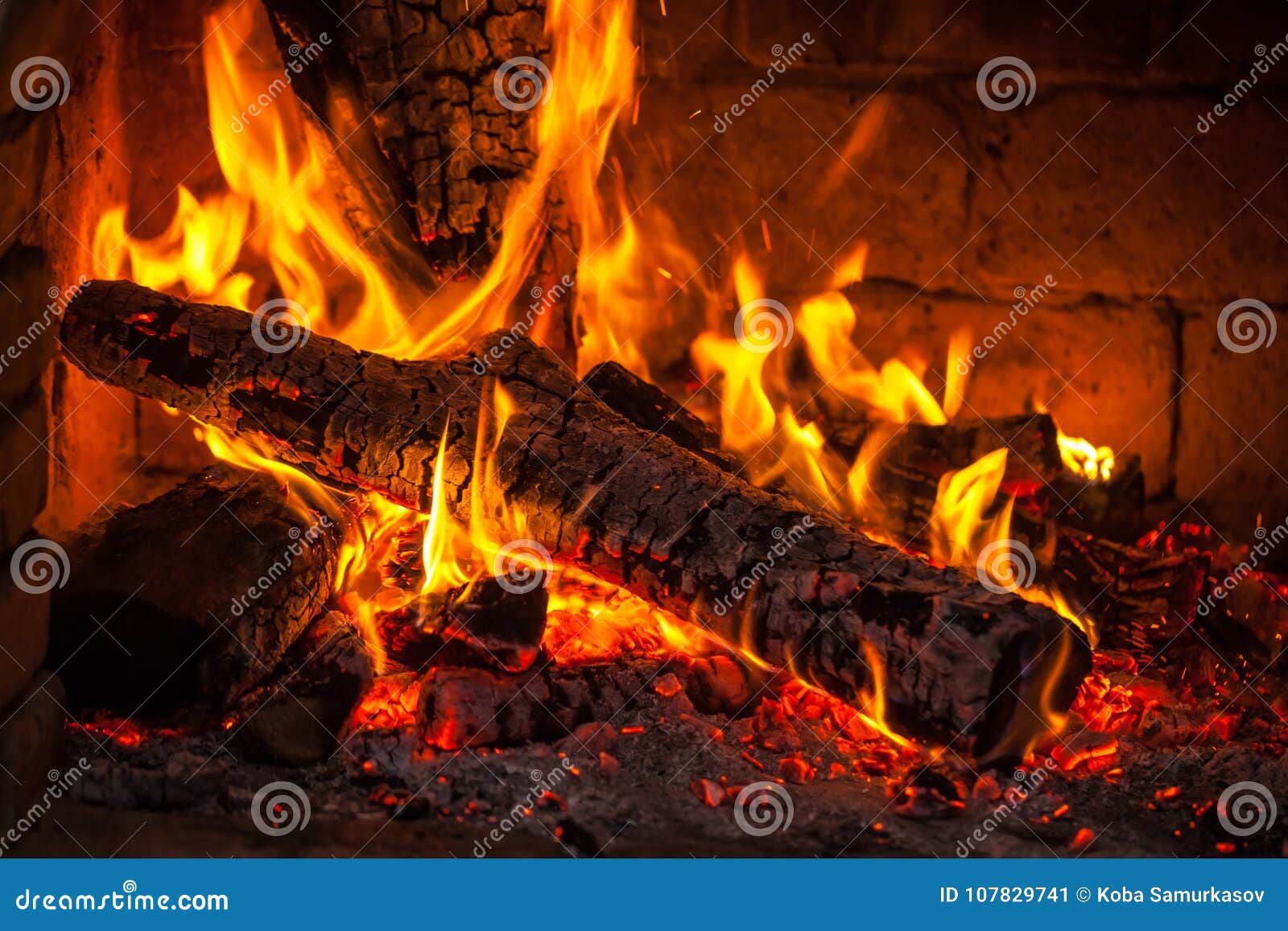 A Fire Burns in a Fireplace, Fire To Keep Warm Stock Image - Image of ...