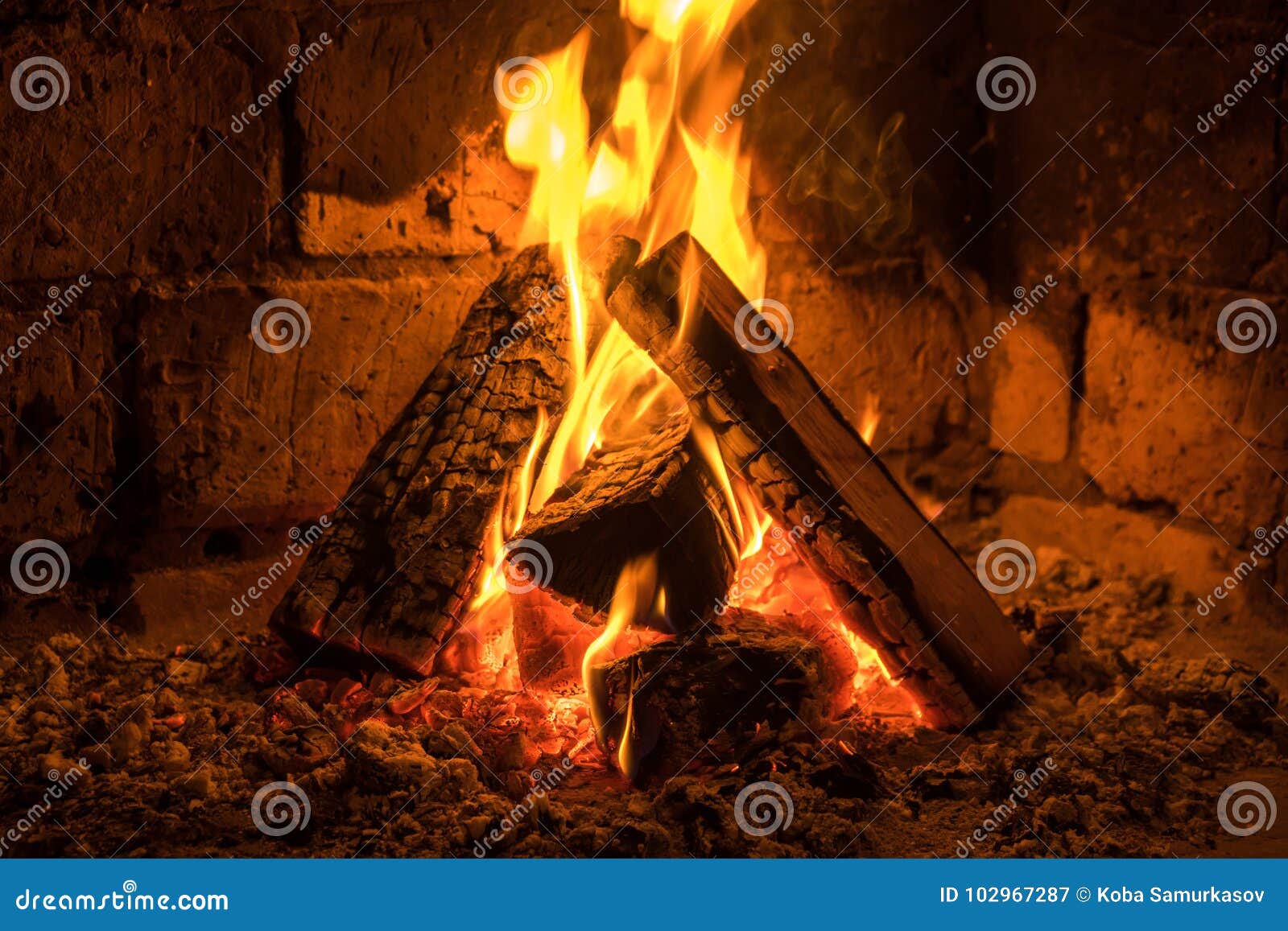 A Fire Burns in a Fireplace, Fire To Keep Warm Stock Image - Image of ...