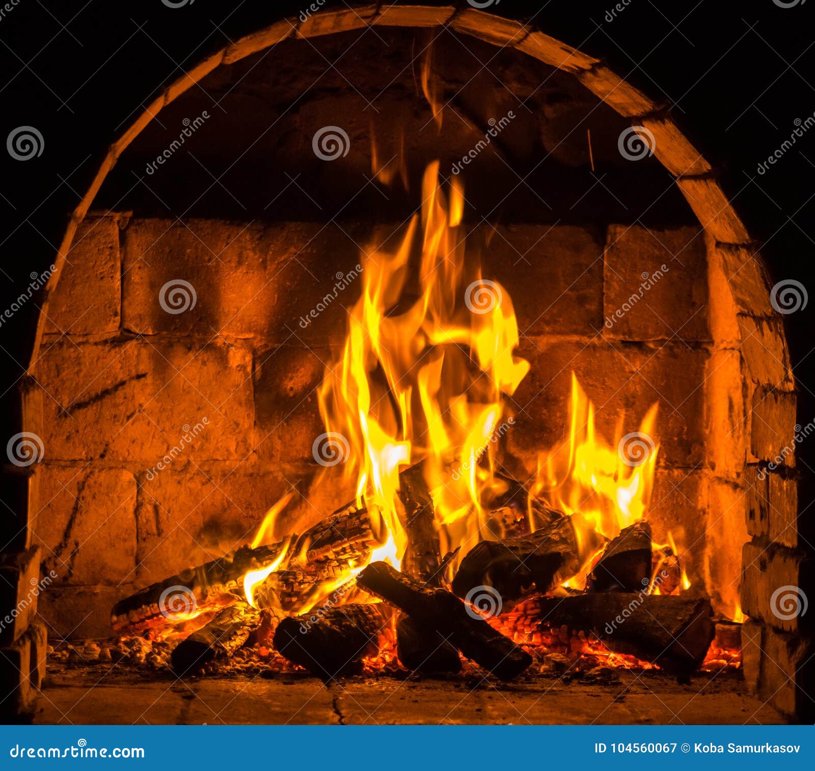 A Fire Burns in a Fireplace, Fire To Keep Warm Stock Image - Image of ...