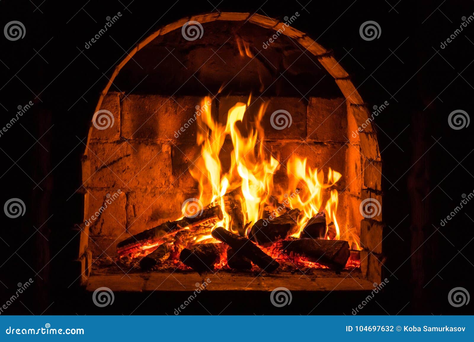 A Fire Burns in a Fireplace, Fire To Keep Warm Stock Photo - Image of ...
