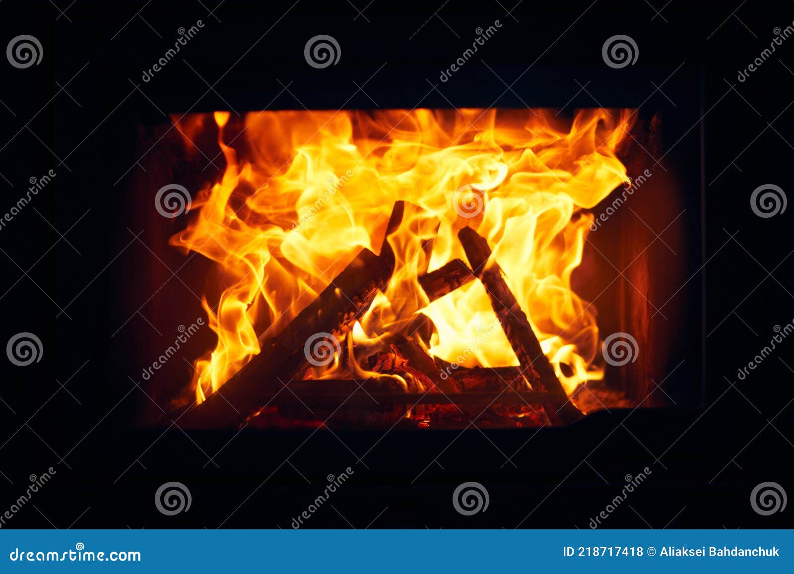 Fire Burns in a Fireplace, Fire To Keep Warm. Logs Burning in Stock ...