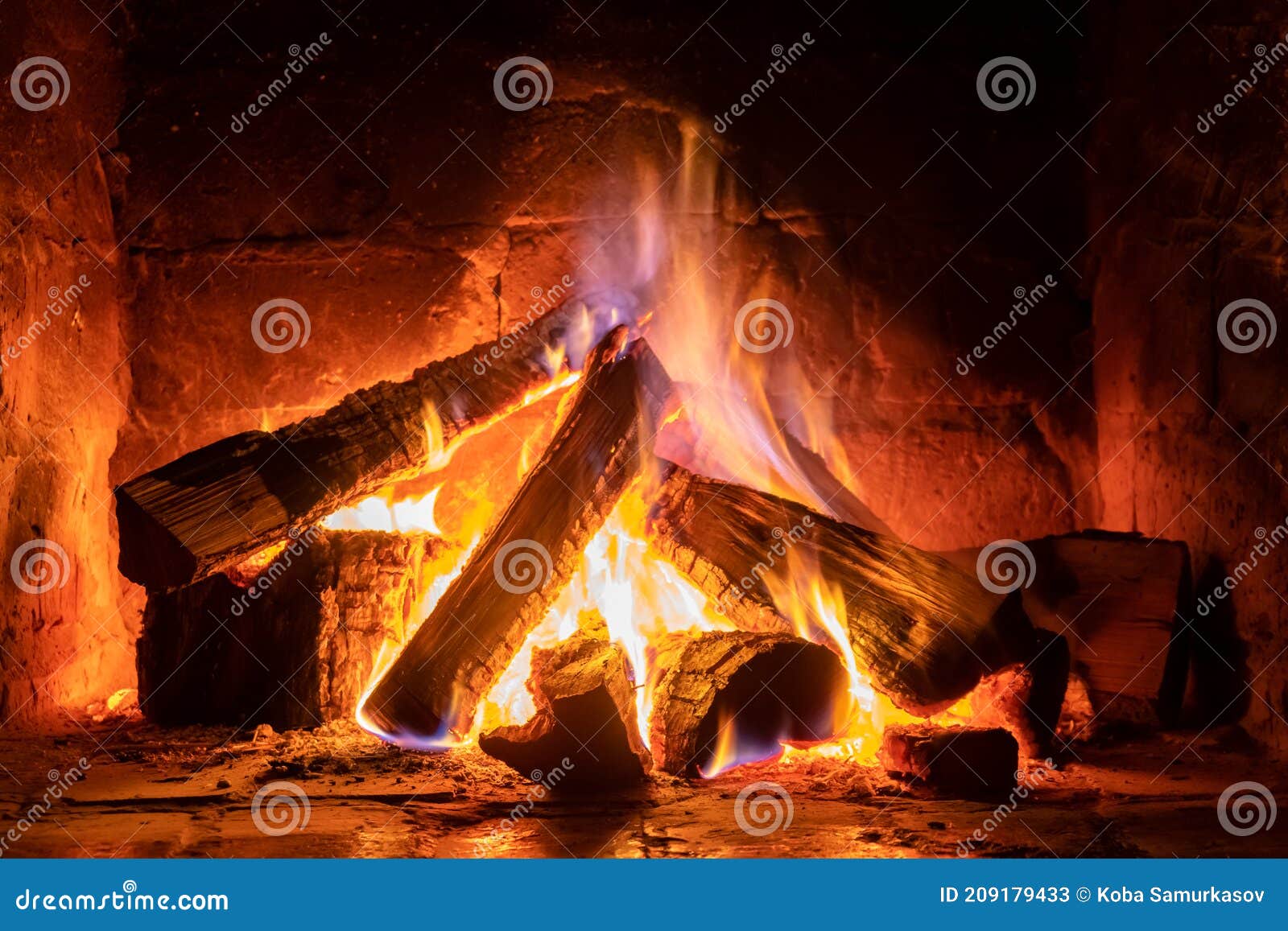 A Fire Burns in a Fireplace Fire To Keep Warm Stock Image - Image of ...