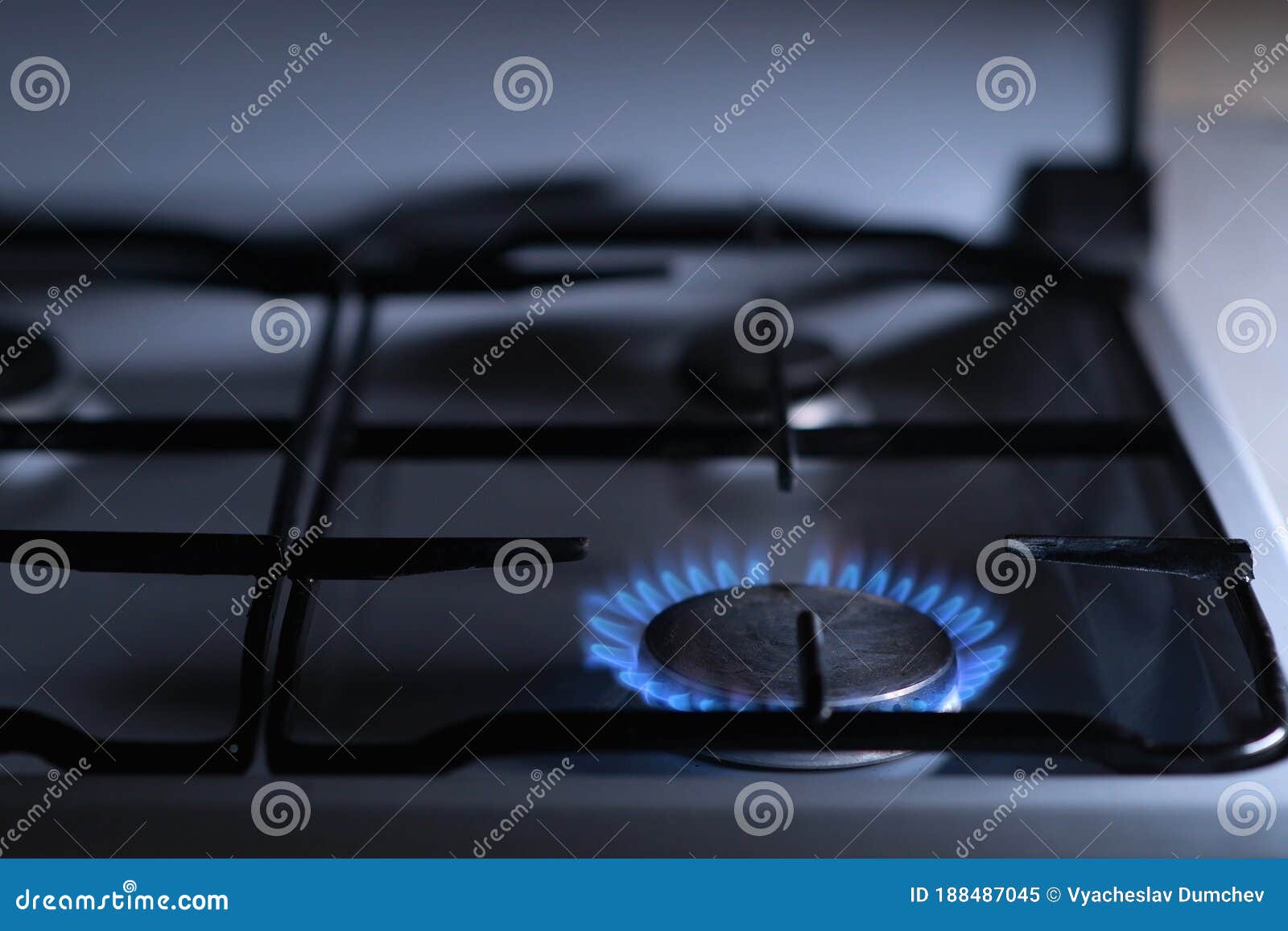 Fire Burns on an Old Gas Stove at Night Stock Image - Image of fire ...