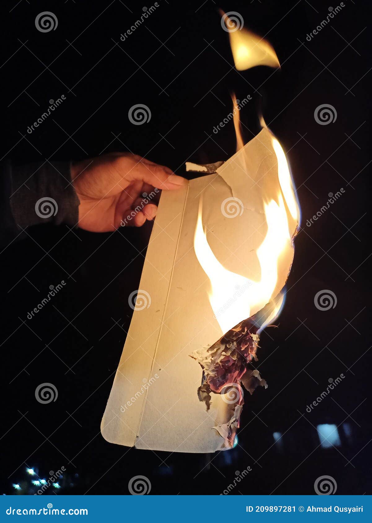 The Fire that Burns the Paper at Night Stock Image - Image of paper ...