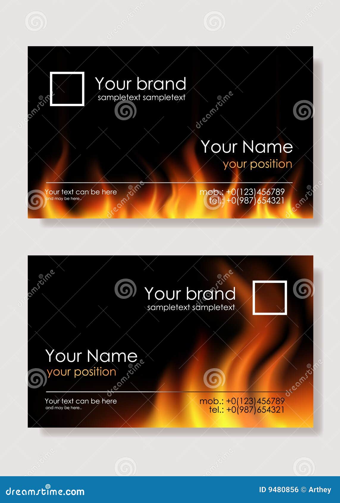 Fire business cards stock vector. Illustration of card - 9480856