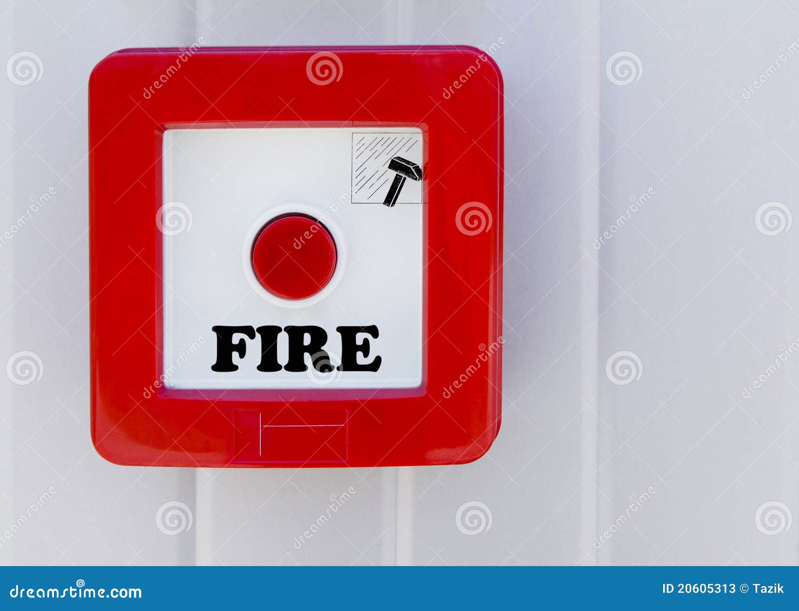 Fire button stock image. Image of hammer, call, square - 20605313